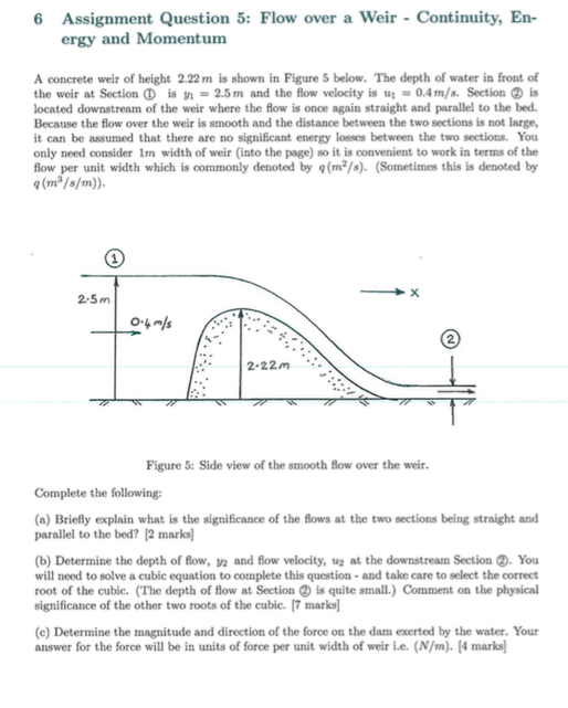 Solved A concrete weir of height 2.22 m is shown in Figure 5 | Chegg.com