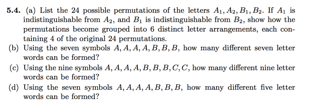 Solved 5.4. (a) List the 24 possible permutations of the | Chegg.com
