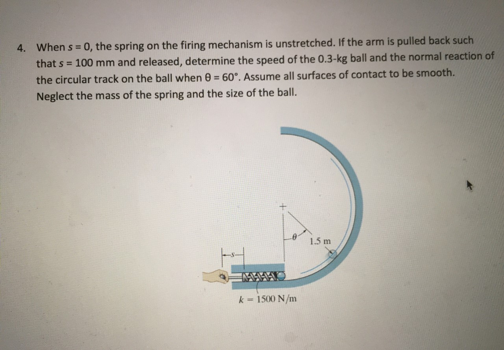 Solved When s = 0, the spring on the firing mechanism is | Chegg.com