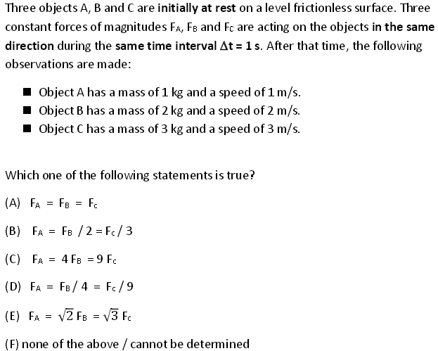 Solved Three objects A, B and C are initially at rest on a | Chegg.com