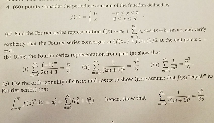 Solved 4. (60) points Consider the periodic extension of the | Chegg.com