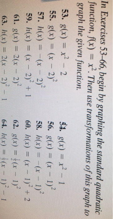 Solved Begin by graphing the standard quadratic function, | Chegg.com