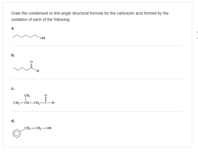 Solved or line-angle structura or the carboxylic acid Draw | Chegg.com