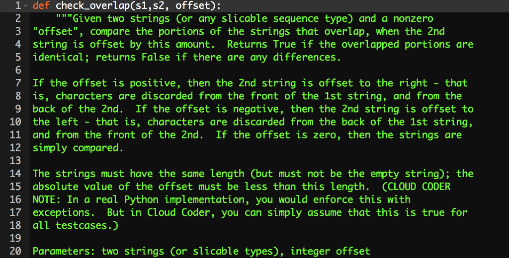 Solved check_overlap - Check to see if two strings overlap, | Chegg.com