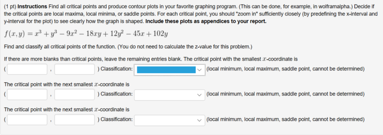 Find all critical points and produce contour plots | Chegg.com