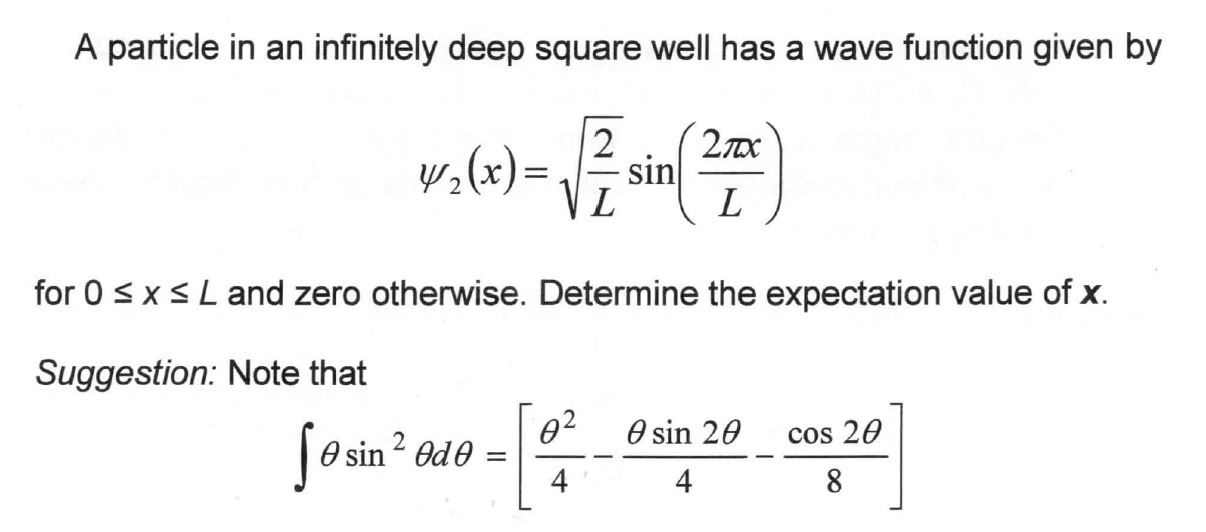 Solved A particle in an infinitely deep square well has a | Chegg.com