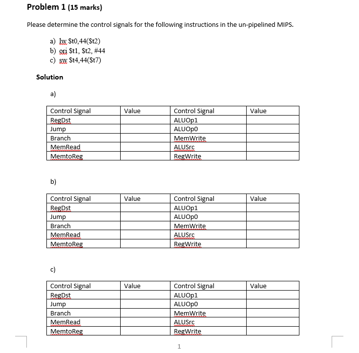 Solved Problem 1 (15 marks) Please determine the control | Chegg.com