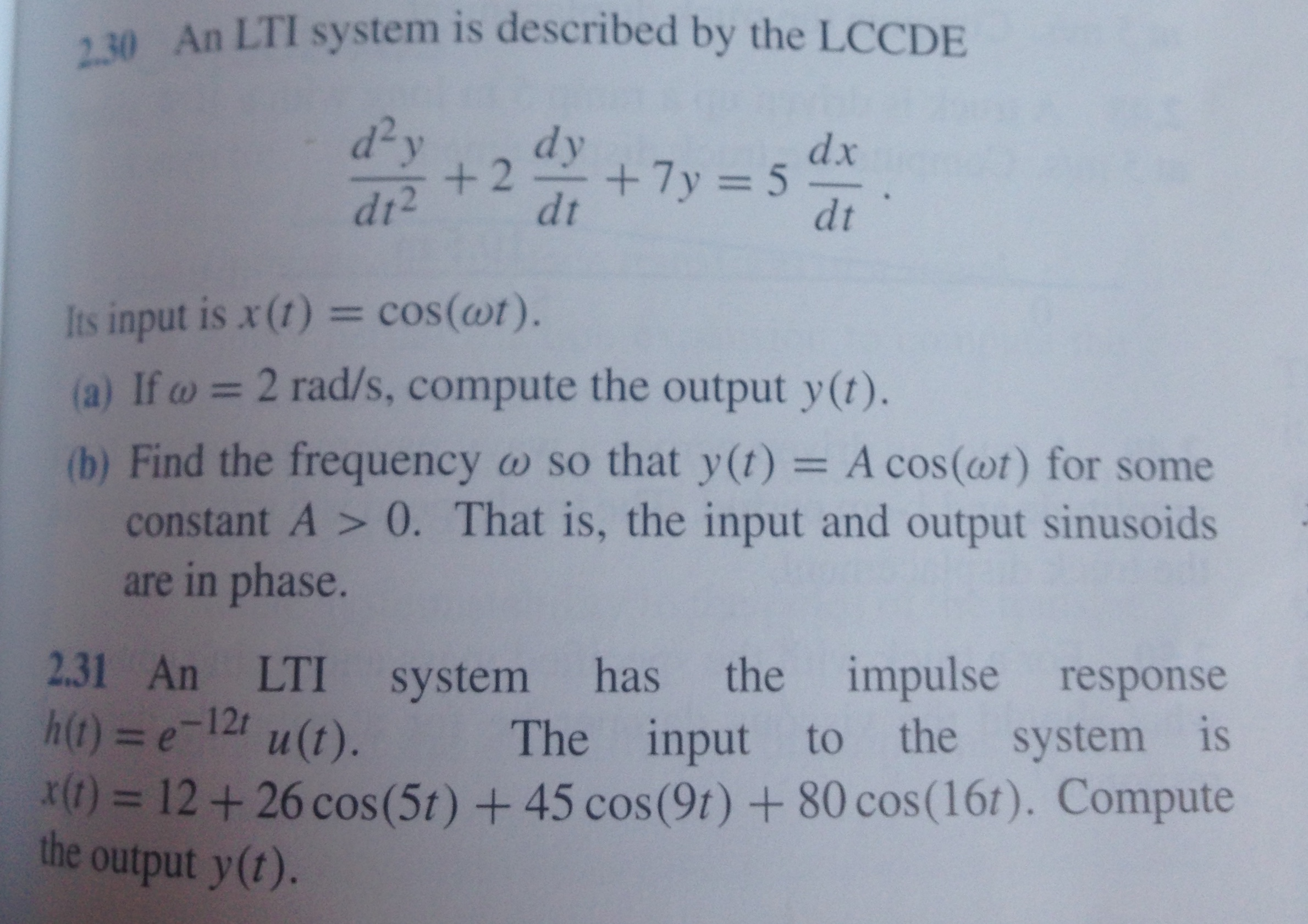 Solved An Lti System Is Described By The Lccde D2ydt 2 3466