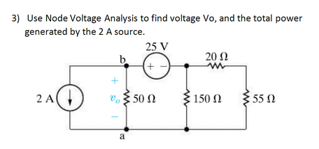 Solved Use Node Voltage Analysis to find coltage Vo, and the | Chegg.com