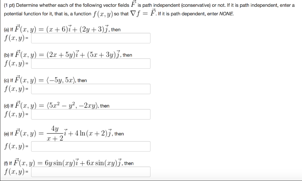 Solved Determine whether each of the following vector fields | Chegg.com