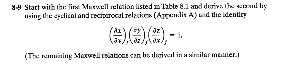 Solved 8-9 Start with the first Maxwell relation listed in | Chegg.com