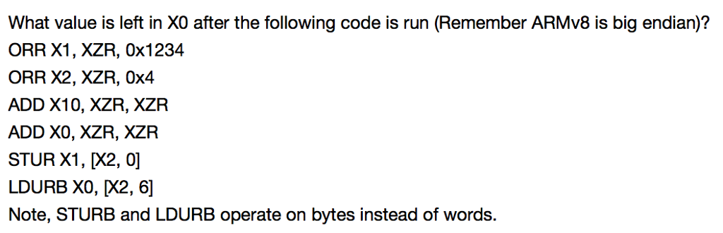 Solved What value is left in X0 after the following code is | Chegg.com