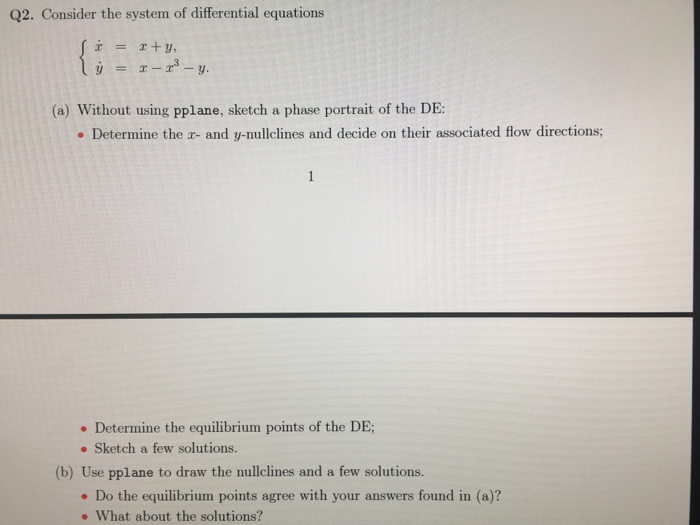 Solved Consider the system of differential equations x = x | Chegg.com