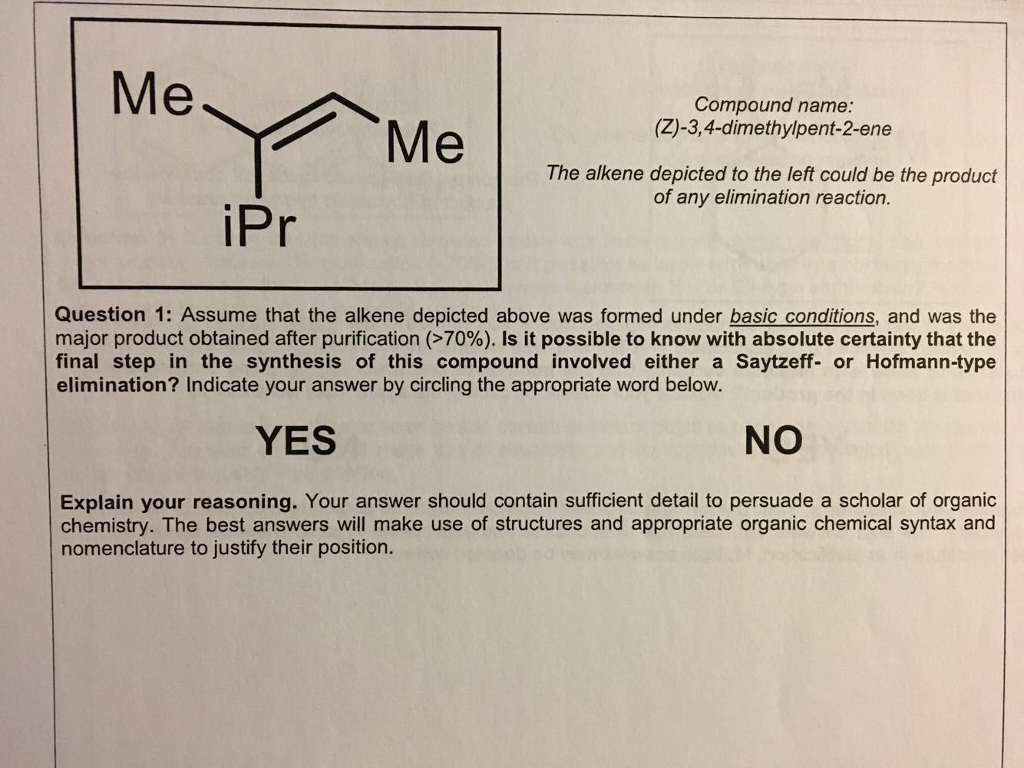 Solved Compound name: (Z)-3, 4-dimethylpent-2-ene The | Chegg.com
