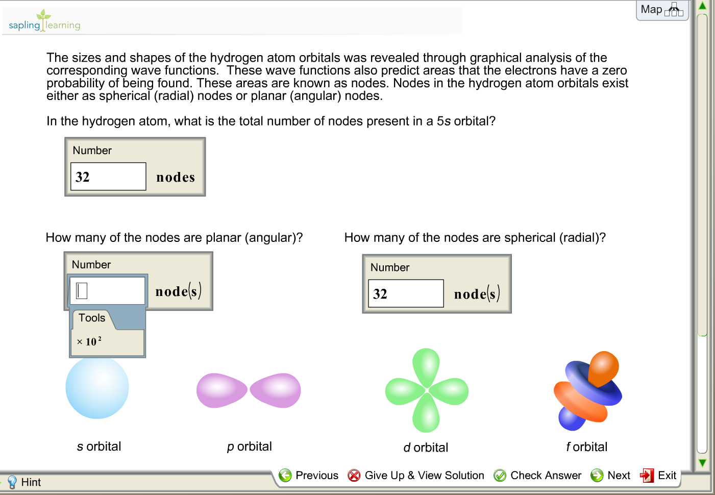 Solved The sizes and shapes of the hydrogen atom orbitals | Chegg.com