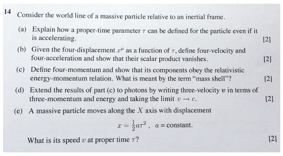 Solved 14 Consider the world line of a massive particle | Chegg.com