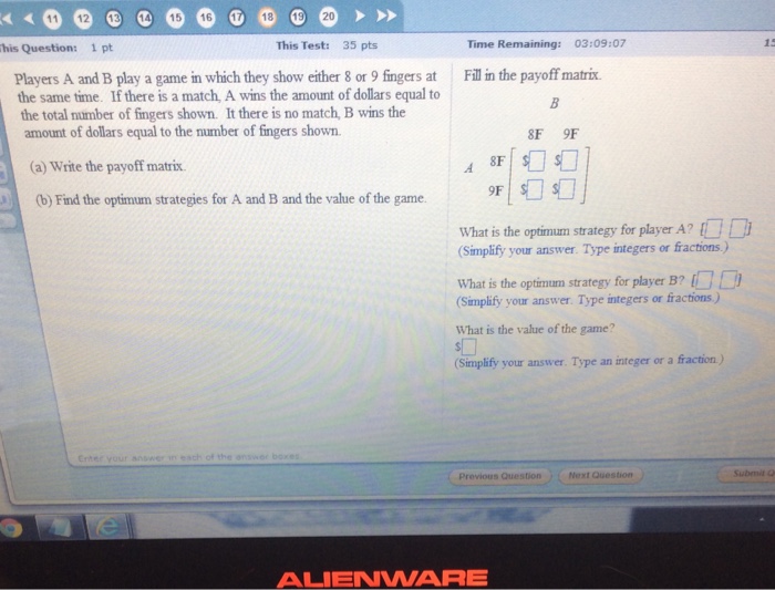 Solved Players A and B play a game in which they show either | Chegg.com