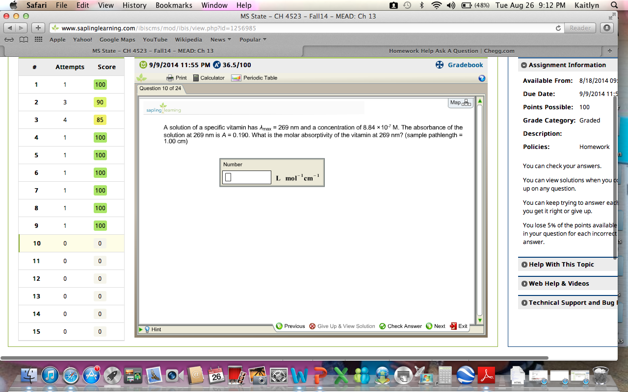 Solved A solution of a specific vitamin has lambda max = 269 | Chegg.com