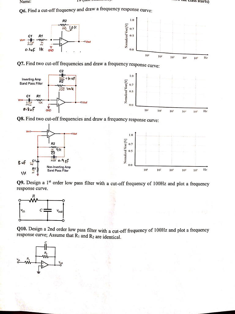 Solved Find a cut-off frequency and draw a frequency | Chegg.com