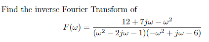 Solved Find the inverse Fourier Transform of F(omega) = 12 | Chegg.com