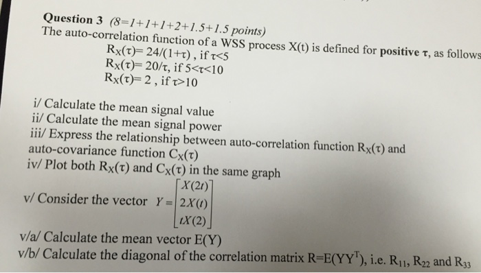 The auto-correlation function of a WSS process X(t) | Chegg.com