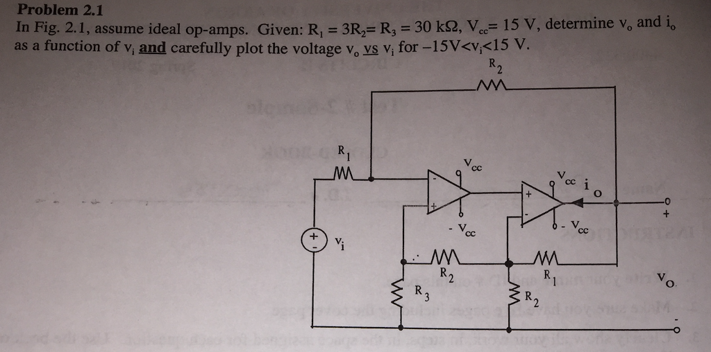 Solved In Fig. 2.1, assume ideal op-amps. Given R1 = 3R2 = | Chegg.com Solved In Fig. 2.1, assume ideal op-amps. Given R1 = 3R2 = | Chegg.com