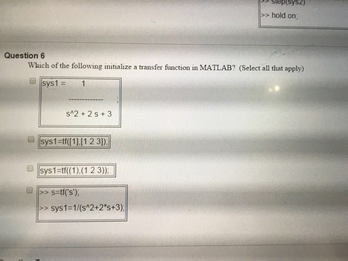Solved Which of the following initialize a transfer function | Chegg.com