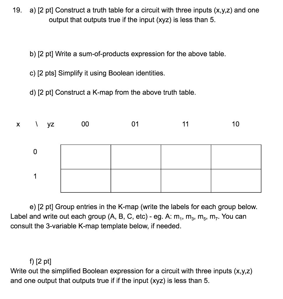 Solved 19. a) [2 pt] Construct a truth table for a circuit | Chegg.com