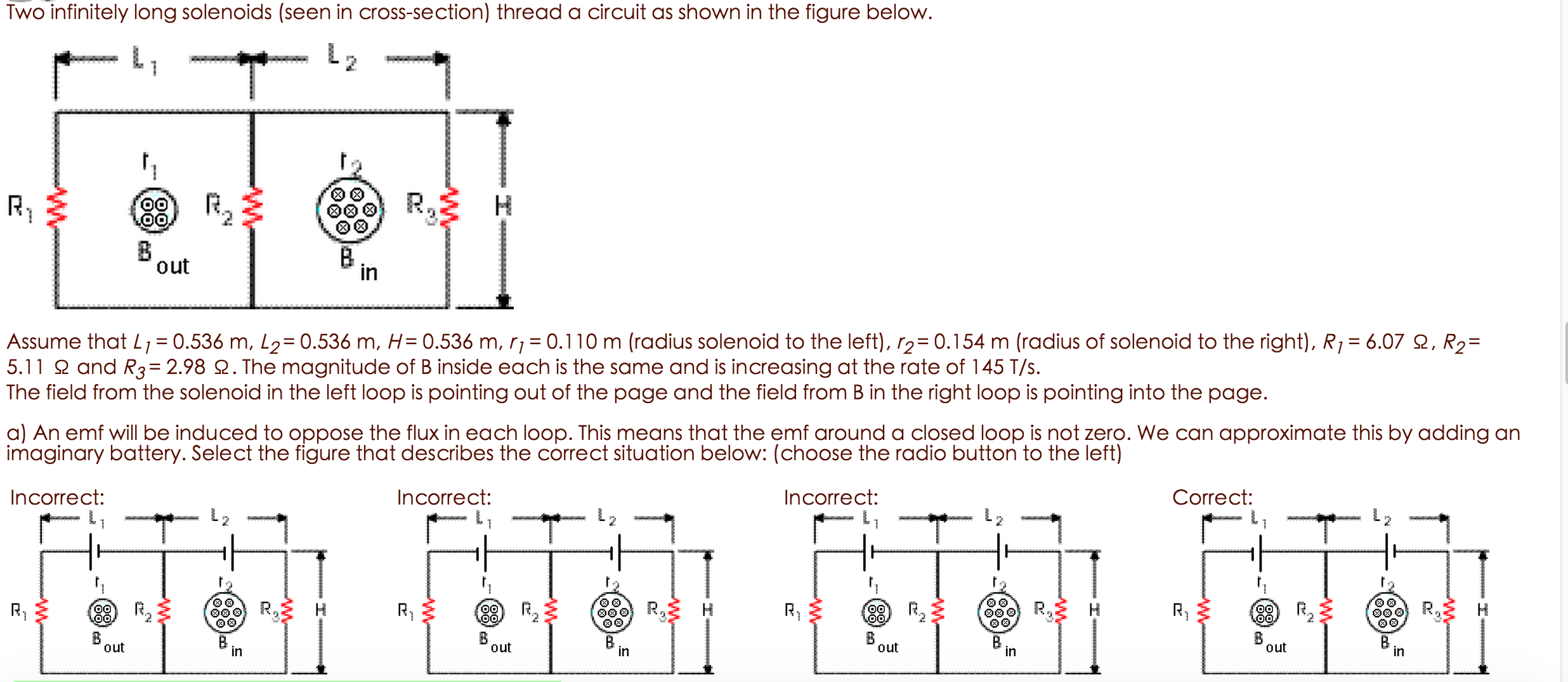 Two infinitely long solenoids (seen in cross-section) | Chegg.com