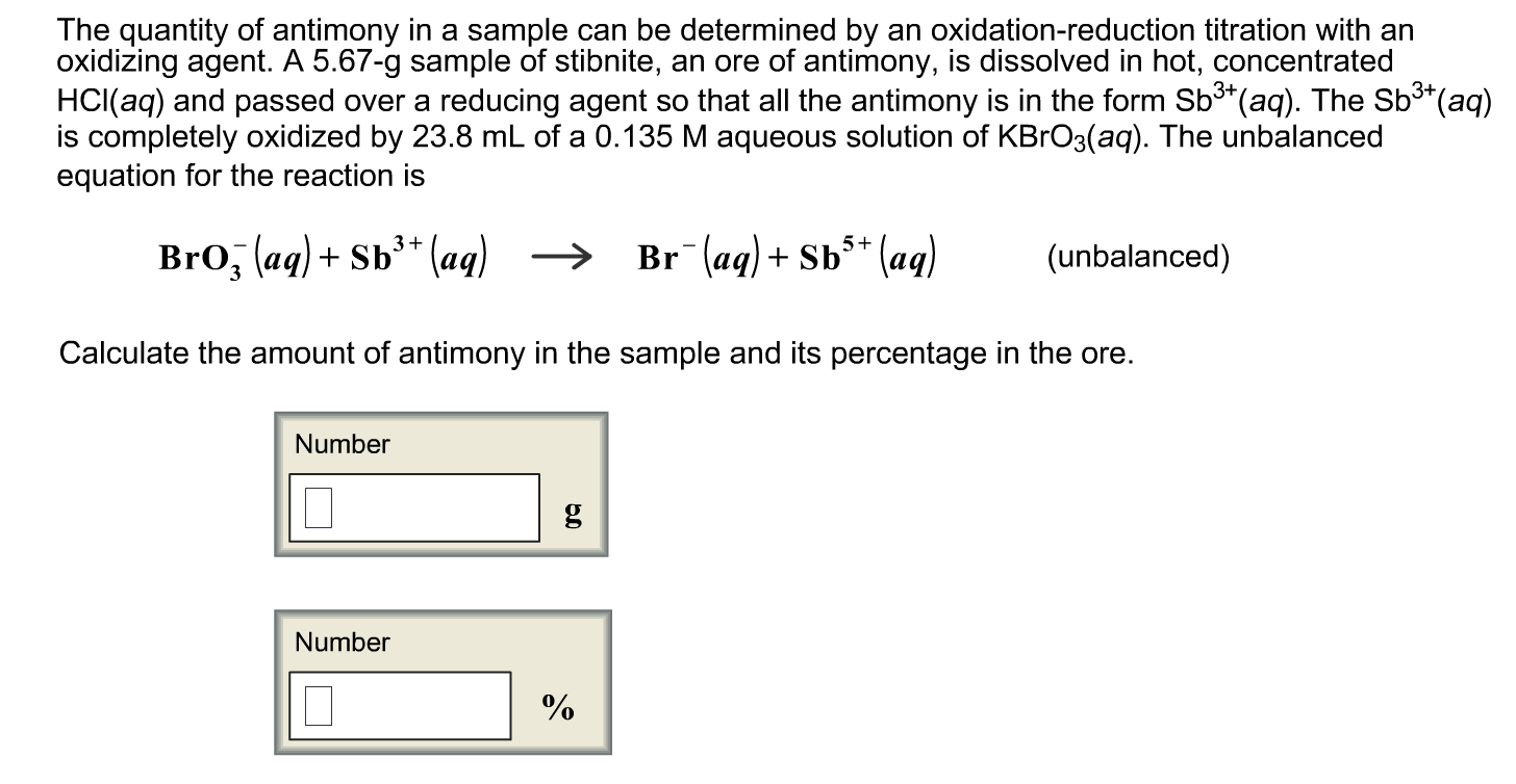 Solved The quantity of antimony in a sample can be | Chegg.com