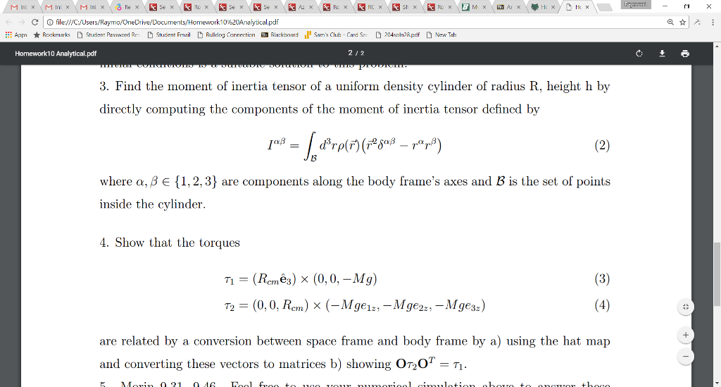 Solved Find the moment of inertia tensor of a uniform | Chegg.com