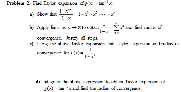 Find Taylor expansion of g(x) = tan^-1 x: Show that | Chegg.com