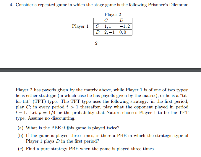 Solved Consider a repeated game in which the stage game is | Chegg.com