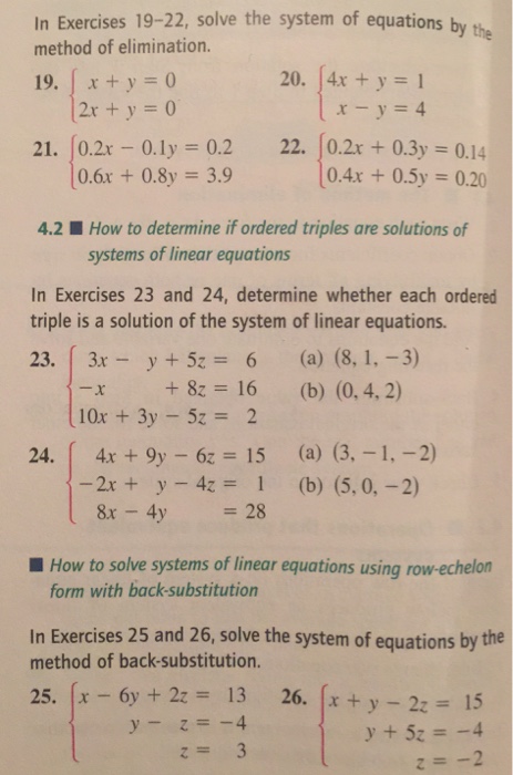 Solved In Exercises 19-22, solve the system of equations by | Chegg.com
