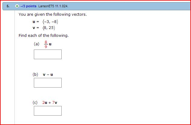 Solved You are given the following vectors. U = (-3, -8) v | Chegg.com