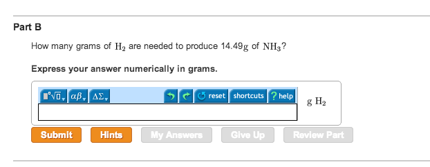 Solved How many grams of H2 are needed to produce 14.49g of | Chegg.com