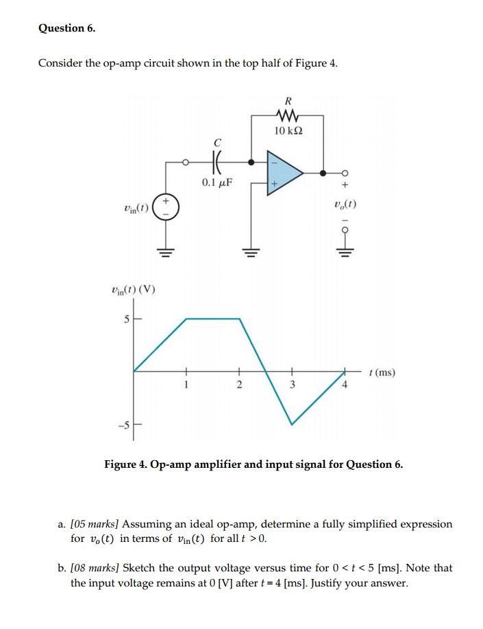 Solved Consider the op-amp circuit shown in the top half of | Chegg.com