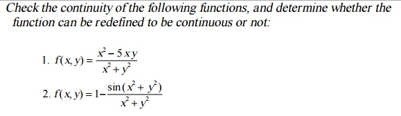 Solved Check the continuity of the Mowing functions, and | Chegg.com