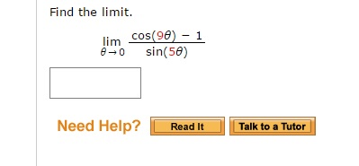 Solved Find the limit. lim_theta rightarrow 0 cos (9 theta) | Chegg.com