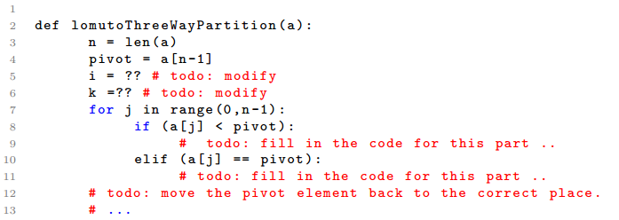 Solved We Wish To Modify The Lomuto Partitioning Scheme To