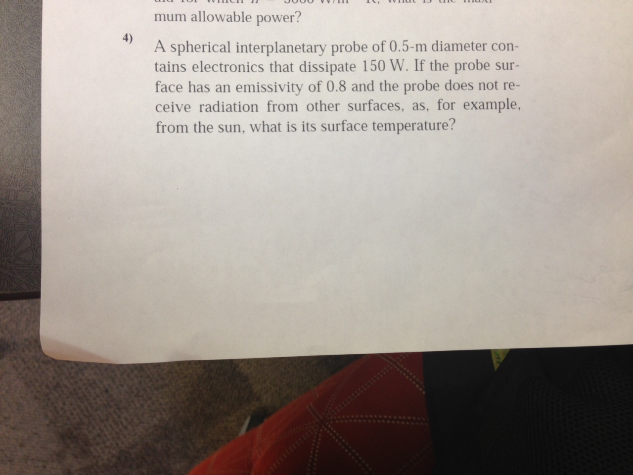Solved A spherical interplanetary probe of 0.5-rn diameter | Chegg.com