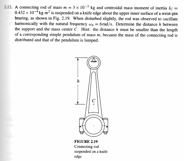Solved A Connecting Rod Of Mass M 3 Times 10 3 Kg And