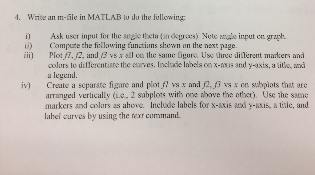Solved 4. Write an m-file in MATLAB to do the following i) | Chegg.com Solved 4. Write an m-file in MATLAB to do the following i) | Chegg.com