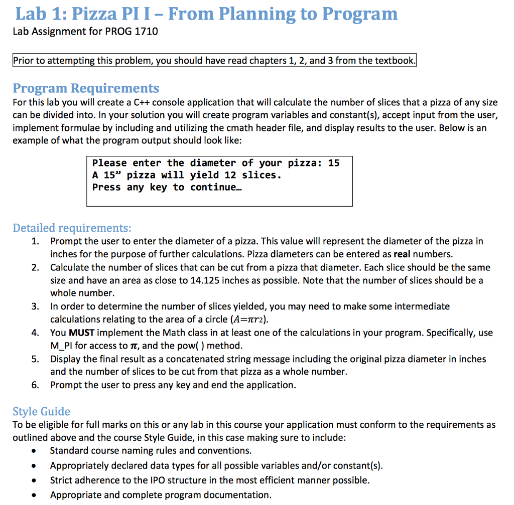 Solved For This Lab You Will Create A C Console