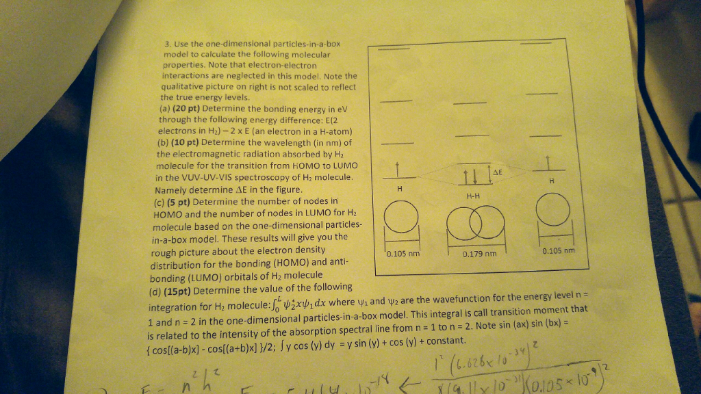Solved 3. Use the one-dimensional particles-in-a-box model | Chegg.com