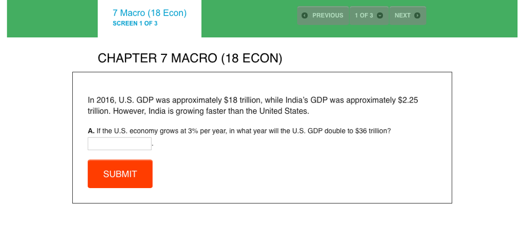 Solved Macro (18 Econ) PREVIOUS 1 OF 3 NEXT SCREEN 1 OF 3 | Chegg.com