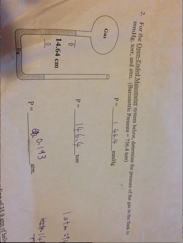 Solved For the Open-Ended Manometer system below, determine | Chegg.com