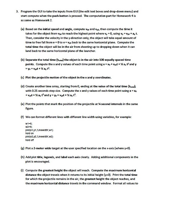 Projectile Motion Simulation Write a MATLAB Graphical | Chegg.com