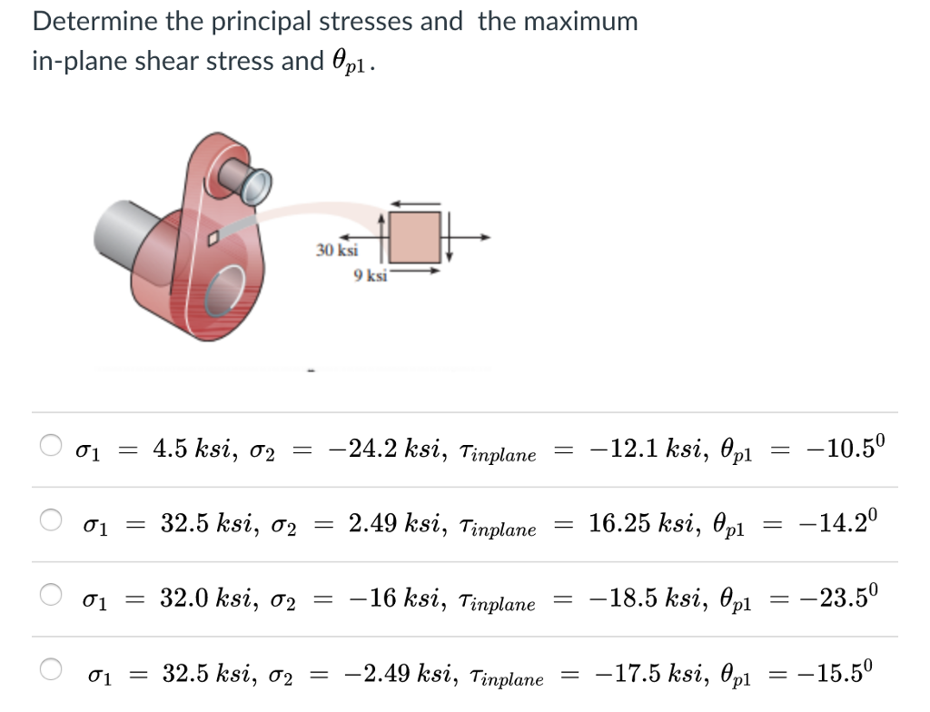 Solved Determine the principal stresses and the maximum | Chegg.com