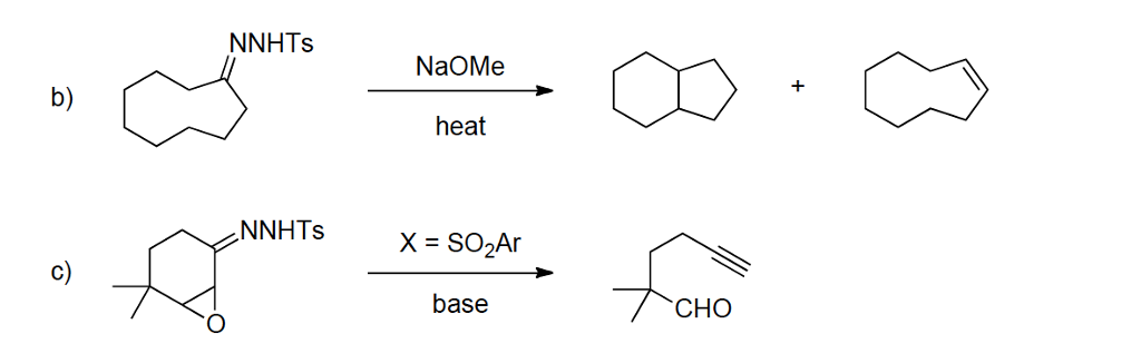 Solved NNHTs NaOMe to) heat NNHTs c) base CHO | Chegg.com